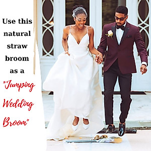 TTS For Home Natural Whisk Sweeping Hand Handle Broom - Vietnam Handmade Straw Soft Broom - Wedding Broom 11.81" Width,26" Length