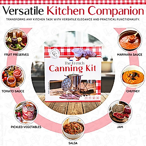 Canning pot with rack and lid - Water bath canner for canning - Complete premium canning kit with large Pot 21.5 Qt in stainless steel 304 - The French canning kit by La Cuisine de Camille