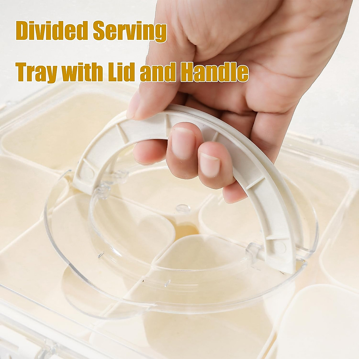 Divided Snackle Box platters with Lid and Handle, Snack Box Charcuterie Container for Portable Snack Platters, Travel Snack Container for Snacks, Fruits, Candy, Nuts - Perfect for parties, picnics