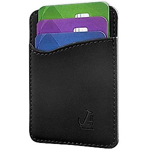 Wallaroo Wallets Slim Leather Card Holder Wallet - Black, Minimalist, Thin, Front Pocket, Genuine Leather Credit Card Holder for Easy Work and Travel