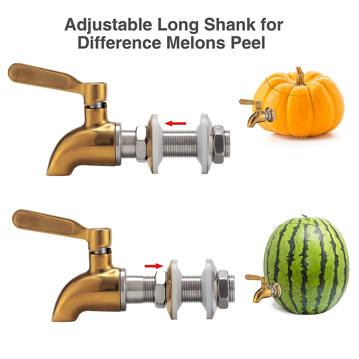 Stainless Steel Watermelon Keg Tap Kit - [Leakproof] [NO Clog] Pumpkin Fruit Keg Tapping with Coring Tool, [Adjust Shank] Watermelon Spigot for Cocktail Party-Ice Tea Drink Dispenser Spout