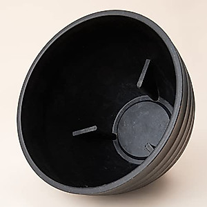 LA JOLIE MUSE Flower Pot Outdoor Indoor Planter - 10.2 Inch Fluted Plant Pot Garden Planter, Black