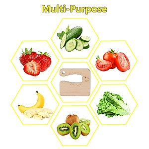 COZYMATE 6pcs Kids Wooden and Plastic Knife Set, Kids Safe Knife with Wood Kids Knife Resistant Gloves Cooking Knives Serrated Edges Toddler Knife Kids Plastic Knife for Kitchen Children