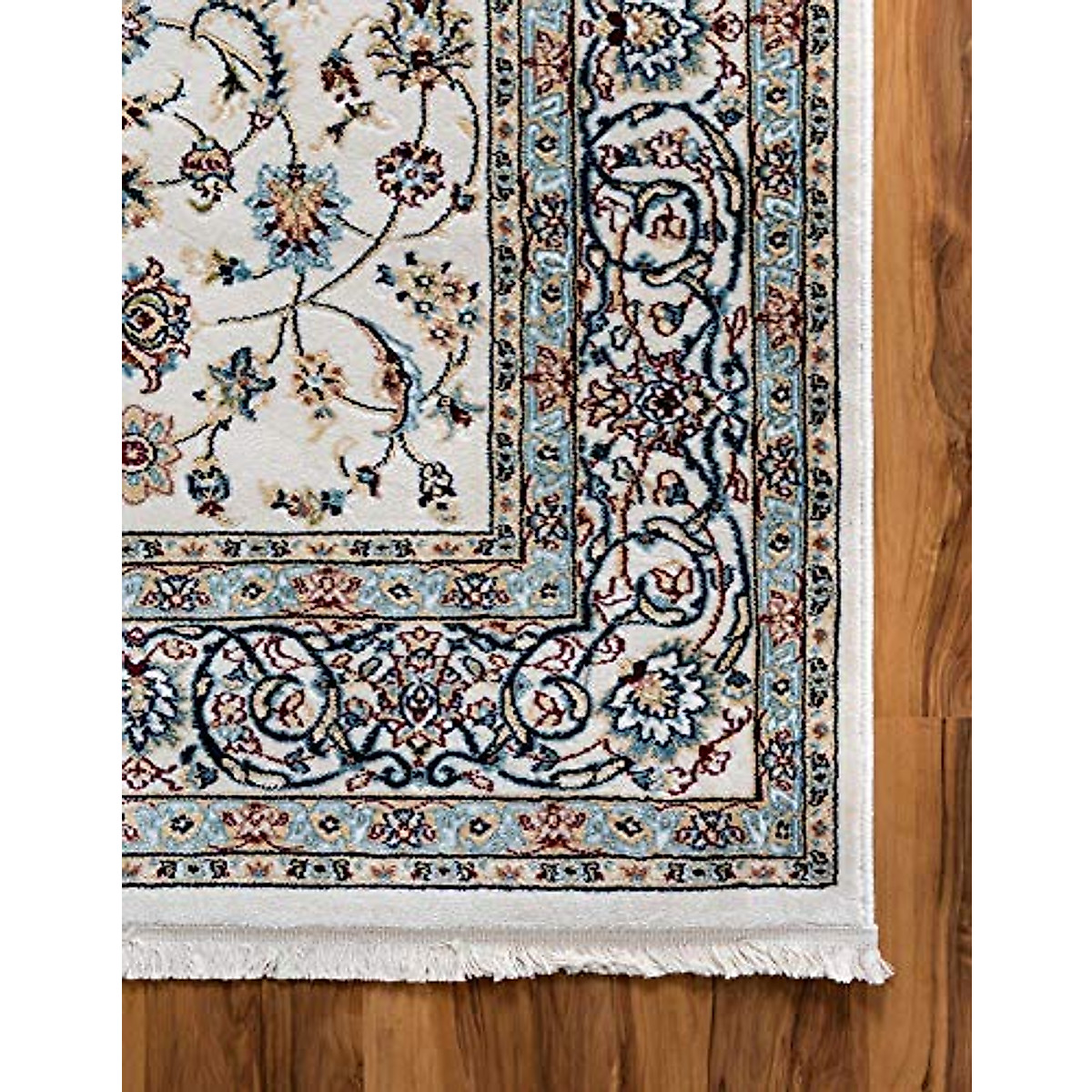Unique Loom Narenj Collection Area Rug - Leeds (3' x 13' 1" Runner, Ivory/ Blue)