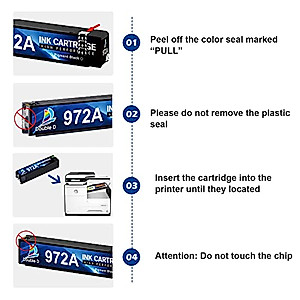 DOUBLE D (Upgraded Chip Compatible Ink Cartridge Replacement for HP 972 972A for HP PageWide 377dw, PageWide Pro 477dw 477dn 577dw 577z 452dn 452dw 552dw P55250dw P57750dw, 4PACK
