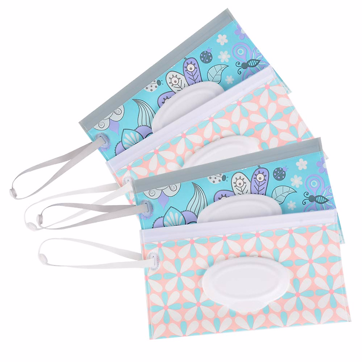 Venhoo Wet Wipe Pouch 4-Pack Reusable Refillable Clutch Baby Wipes Dispenser Holder Case-Keep Wet Wipes Moist- Eco Friendly Wipes Carrying Case for Travel-Pouch Carries 60 Wipes-Upgrade Version