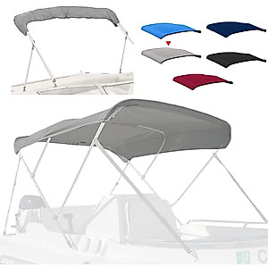 4 Bow Marine Grade Fade and Crack Resistant Bimini Top Replacement Cover, Heavy-Duty Waterproof and UV-proof Sun Shade Boat Canopy, Easy Install Zipper Sleeve Boat Awning/Without Frame, Grey