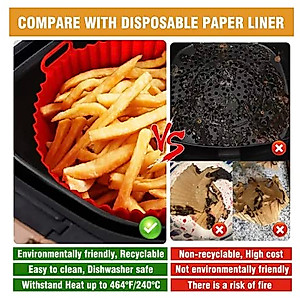 Air Fryer Silicone Liner, Non-Flammable and Non-stick Parchment Paper Replacement, Keep Air Fryer Clean, Fits 3QT - 5 QT… (Pink)