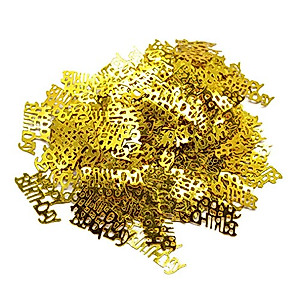Happy Birthday Gold Confetti for Party Decorations - Birthday Party Table Decorations Gold Confetti, Perfect for Table Decorations, Party Supplies (Golden, Happy Birthday)