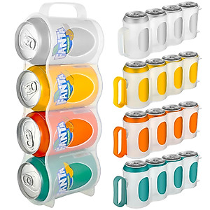 4 Pcs Plastic Portable Soda Can Organizer for Refrigerator Organizer Bins Drink Storage for Fridge Soda Can Holder for Refrigerator Beer Can Racks Drink Can Dispensers for Beverage Pantry Fridge Shelf