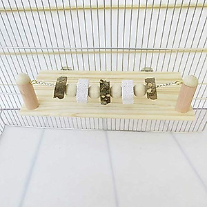 kathson Hamster Wood Ledge Platform Chewing Toys Chinchilla Cage Accessories Guinea Pig Teeth Grinding Lava Blocks Pet Molar Grass Cake Natural Apple Sticks for Mouse Rat Gerbil Dwarf Hamster 11PCS