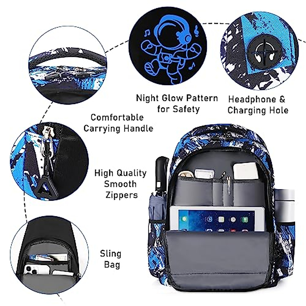 Kids Backpack for Boys Elementary Kindergarten Preschool Middle School Bag Bookbag Teen Boys Cute Anime Luminous Large 16-inch Laptop Backpack 8 9 10 11 12 13 14 15 Year Old Child Mochila Para Niños