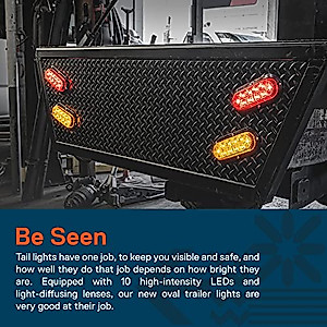 TRUE MODS 2pc 6 inch Red Oval LED Trailer Tail Light Kit [DOT FMVSS 108] [SAE S2T2I6] [Surface-Mount] [IP67 Waterproof] [Stop Turn Tail] Trailer Brake Lights for Boat Trailer RV Trucks