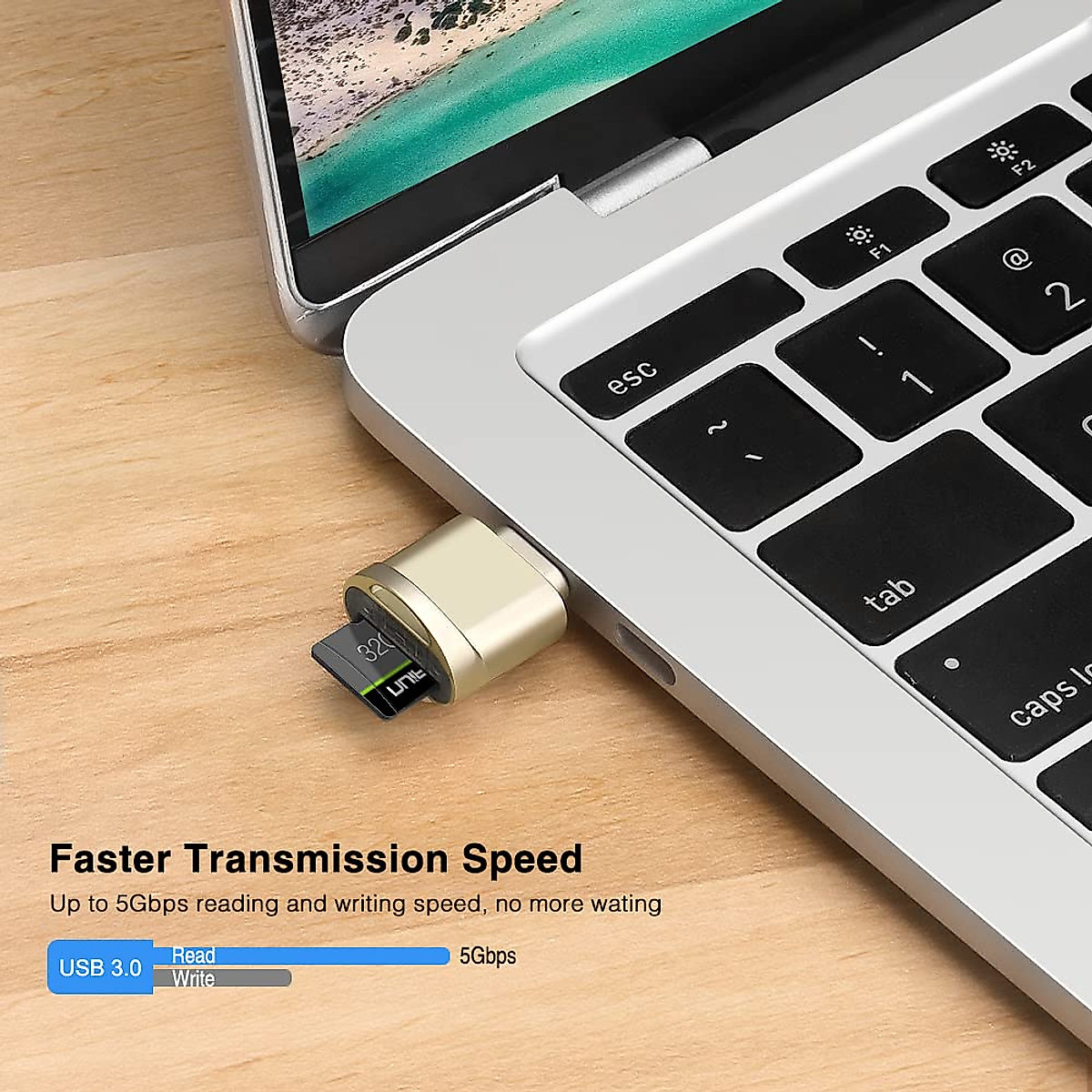 Type C TF Card/Memory Card Reader Adapter with Keychain, Leizhan USB C to Micro SD SDHC SDXC OTG Reader, Compatible for Mac Windows Lixus Samsung Galaxy Note 20 S20