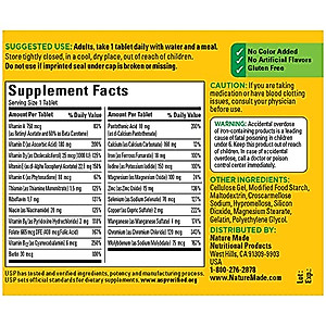 Nature Made Multivitamin Tablets with Iron, Multivitamin for Women and Men for Daily Nutritional Support, 130 Tablets, 130 Day Supply