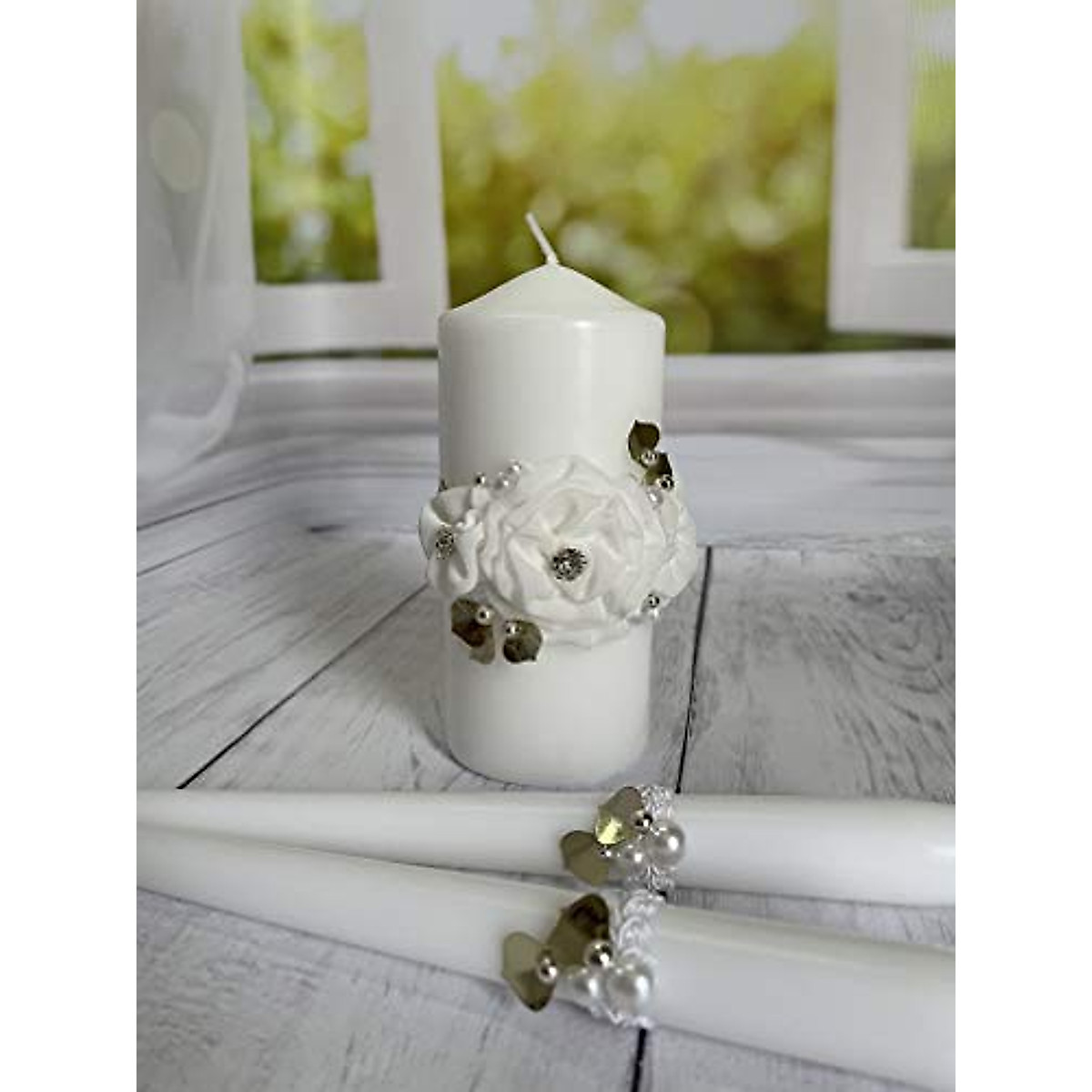 Magik Life Unity Candle Set for Wedding - Wedding décor - Decorative Candles Pillar - Candle Sets - 6 Inch Pillar and 2 10 Inch Tapers - Unity Candle