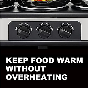 Sunvivi Triple Slow Cooker with 3 Spoons, 3 Pot Crock Food Warmers for Parties Buffet Server, Mini Slow Cooker Pot for Dips, Perfect for Parties, Entertaining & Holidays