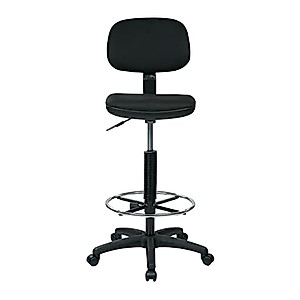 Office Star DC Series Adjustable Drafting Chair with Foot Ring and Sculptured Foam Seat, Icon Black Fabric