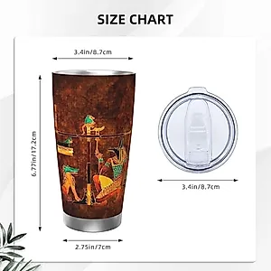 Anubis Egyptian God Hieroglyphs 20 Oz Travel Cup, Double Stainless Steel Cup Insulated Keeps Drinks Cold - Suitable For Outdoor Activities