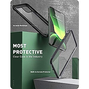 i-Blason Ares Case for iPhone 11 Pro Max 2019 Release, Dual Layer Rugged Clear Bumper Case with Built-in Screen Protector (Black)