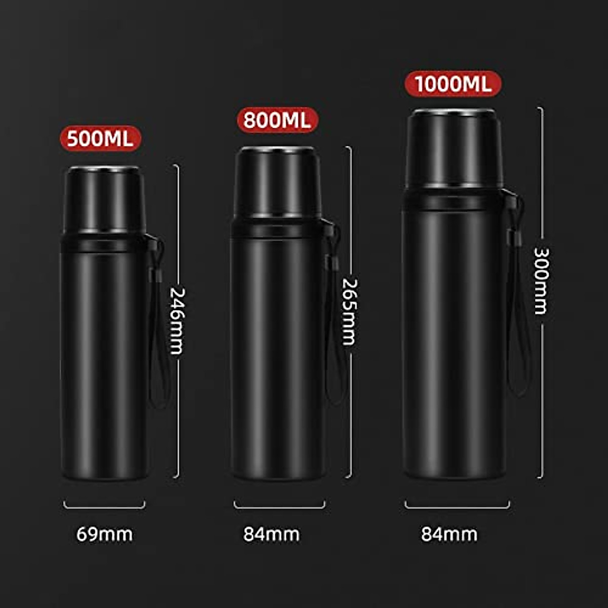 SEASD Thermos Mug 316 Stainless Steel Vacuum Flask Portable Thermos Bottle for Office Travel Hiking Cycling (Size : 500ml)