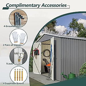 Goohome 10 x 10 FT Outdoor Storage Shed, Metal Shed w/Door & Lock & Air Vent, Water-Resistance & UV-Resistance Metal Sheds & Outdoor Storage House for Patio Garden