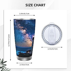 AYCZN Lighthouse On The Coast 20 OZ Tumbler Stainless Steel Travel Coffee Mug, Star Night Insulated Water Bottle with Lid Leakproof Thermal Cup