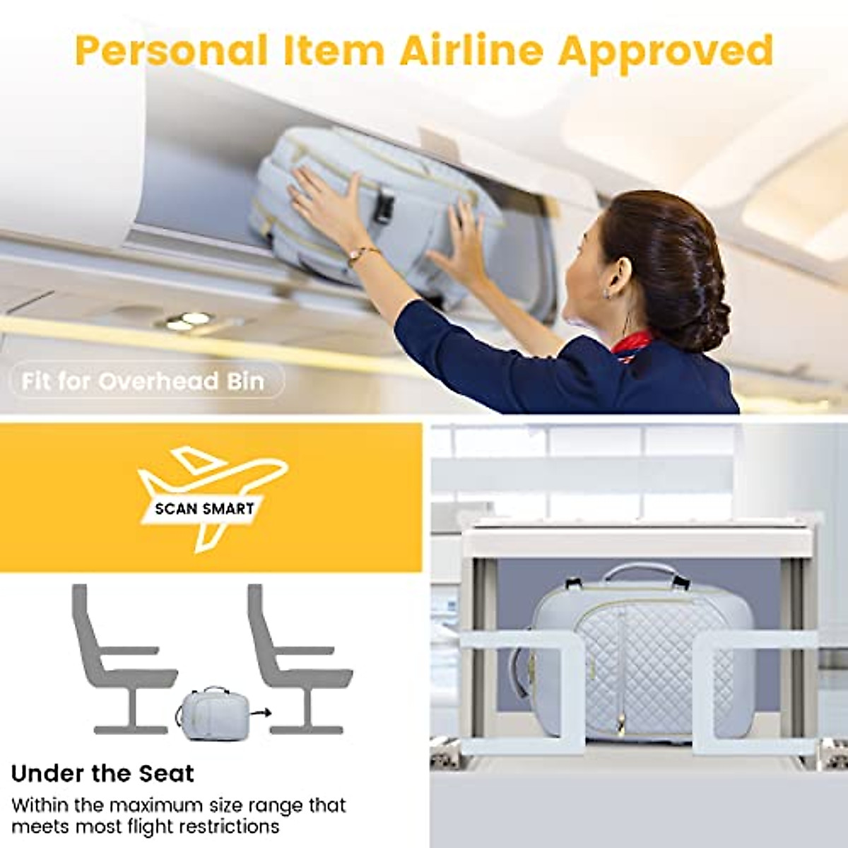 LOVEVOOK Travel Laptop Backpack for Women, 40L Large Carry On Backpack Flight Approved,Waterproof Backpacks with 3 Packing Cubes, Daypack Business College Weekender Overnight Back Pack, Light Blue