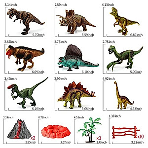 Deejoy Dinosaur Toys,Activity Play Mat & Trees & rockery,Realistic Jurassic Dinosaur Playset to Create a Dino World Including T-Rex,Triceratops,Velociraptor,Great Gift for Boys Girls 3-5