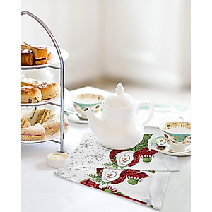 Hokiten Christmas Snowman Waffle Kitchen Towels Dishcloths, Green Xmas Tree Winter Snowflake Absorbent Dish Towels | Hand Towels for Bathroom/Bar, 12 x 12 Inch, 2 Pcs