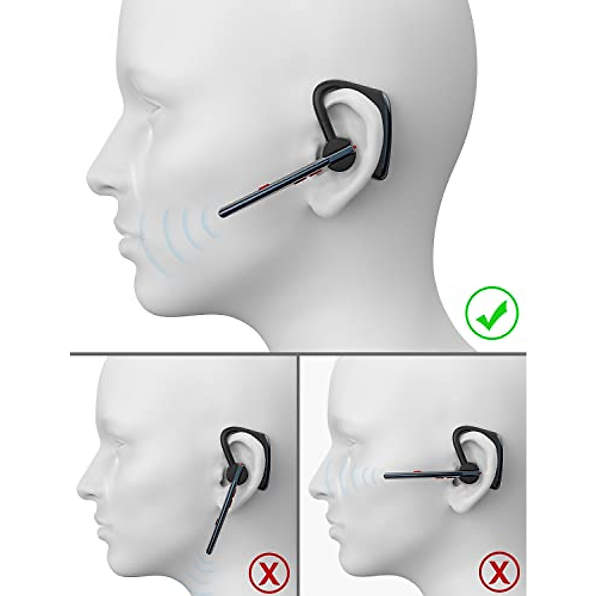 Link Dream Bluetooth Earpiece for Cell Phone Hands Free Noise Cancelling Bluetooth Earpiece Headset Wireless 24 Hrs Talking 1440 Hrs Standby time for iPhone Android Trucker Driver