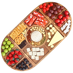 Extra Large Wood Charcuterie Boards Set Gift 24" x 12" Wooden Cheese Board Magnetic Acacia Serving Boards Big Grazing Charcuterie Tray Cheese Meat Platter for Bridal Shower Wedding Housewarming Gifts
