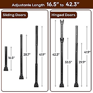 HoneSecur 2-in-1 Door Security Bar with Alarm & Sliding Patio 28″ Door Stopper 120db Loud Alert Siren Security Jammer Bar Window Child Proof Adjustable Constructed of High Grade Iron - Black