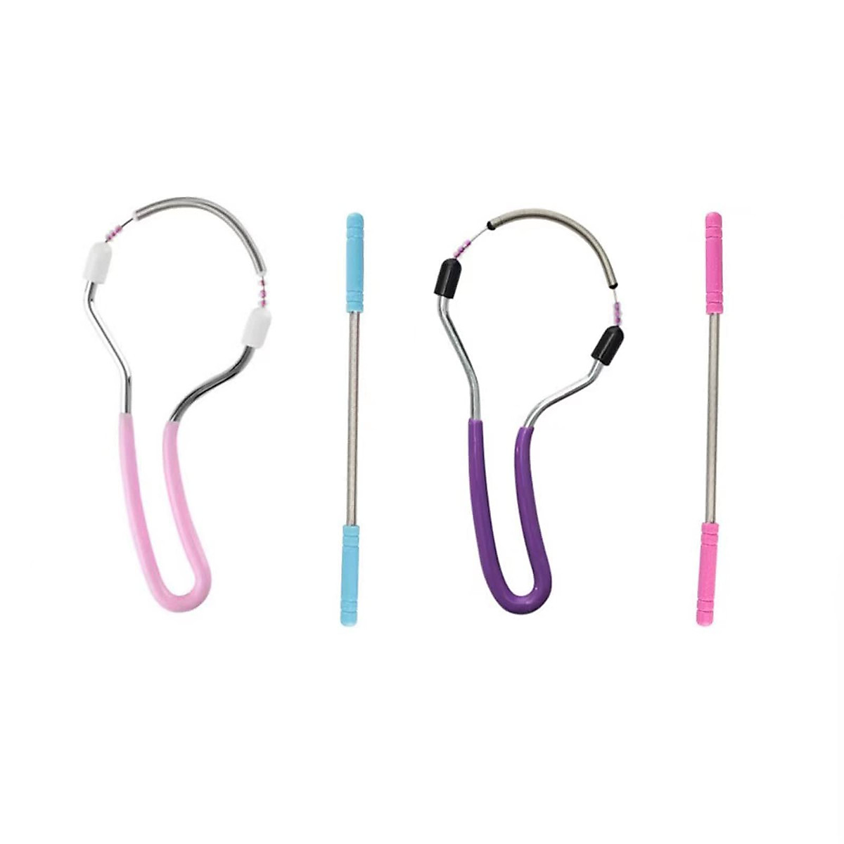 4 Pcs Facial Hair Remover Manual Epilator Spring Spring Face Hair Remover with Handle Hair Epilator Tool (Random Color)