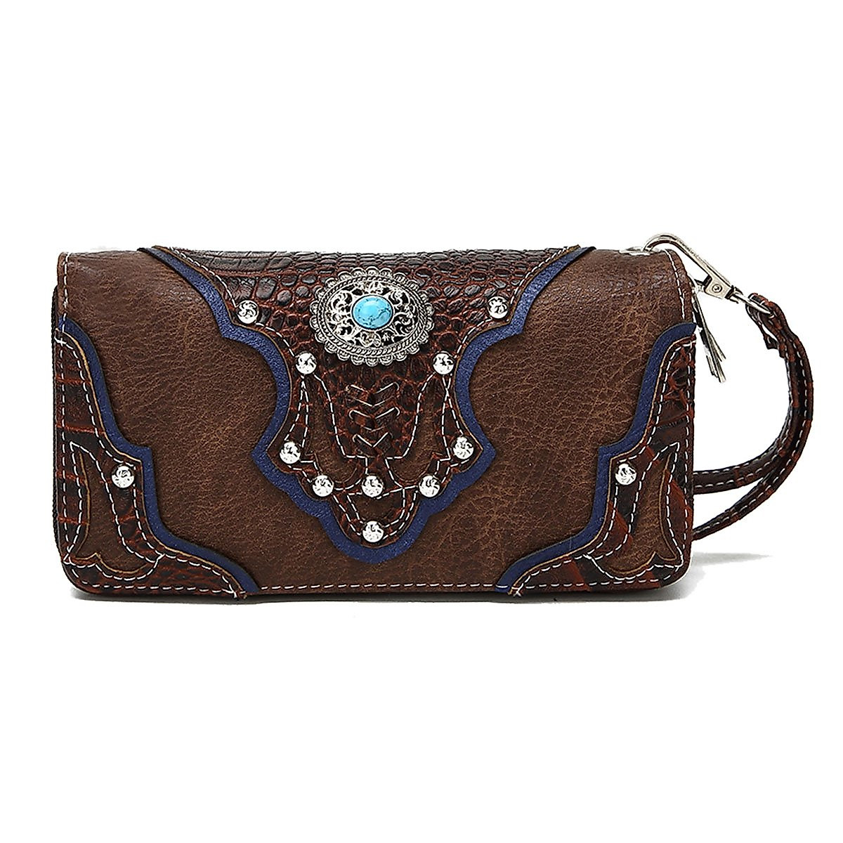 Cowgirl Trendy Western Style Concealed Carry Country Fringe Purse Handbag Shoulder Bag Wallet Set Brown