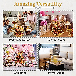 Priville Home 6-Piece Gold Cake Stand Set for Stunning Dessert Table Display - Elegant Dessert Trays for Dessert Table Setup - Wedding, Birthday, and Party Decorations