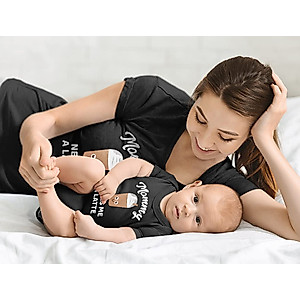 Mommy Needs a Latte Funny Mom and Baby Matching Outfits Gifts for New Moms Mothers Day Mother & Daughter Son Shirts Women's Black Large/Baby Black 6M (3-6M)