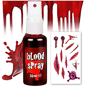 Halloween Fake Blood Spray Makeup - Washable Bloody Fake Blood for Costume Zombie Vampire and Monster Dress Up Cosplay, Realistic Blood Splatter for Clothes Mouth Face Paint Men Women