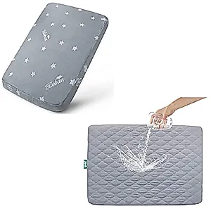 Biloban Waterproof Pack and Play Mattress Topper with Waterproof Pack n Play Sheets