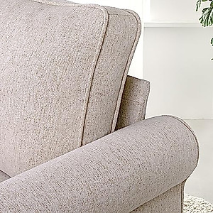 Finnhomy 55'' Fabric Loveseat with Square Armrest Mid-Century Modern Small Sofa Couch Upholstered Love Seat for Living Room, Bedroom, Apartment Small Spaces (Off White)