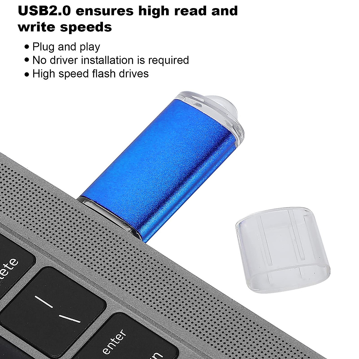 Kafuty-1 USB 2.0 Flash Drive,Storage Memory Stick Pen Drives with Transparent Cover,Portable Thumb Drives Flash Drive for Window2003/XP/Vista/7/8/10/ OS X/Linux,Blue(1GB)