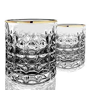 Amehla Co. Gold Rimmed Whiskey Rocks Cocktail Glass Set | the Perfect Glass Set for Scotch, Bourbon, Old Fashioned Cocktails