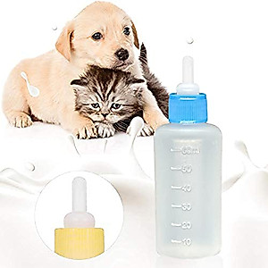 Pet Bottle Kit, Squeeze Liquid Bottle Replaceable Silicone Teat Mini Teat for Newborn Kittens, Puppies, Rabbits, Small Animals Replacement Teat Cat Feeding Bottle Feeding Tool