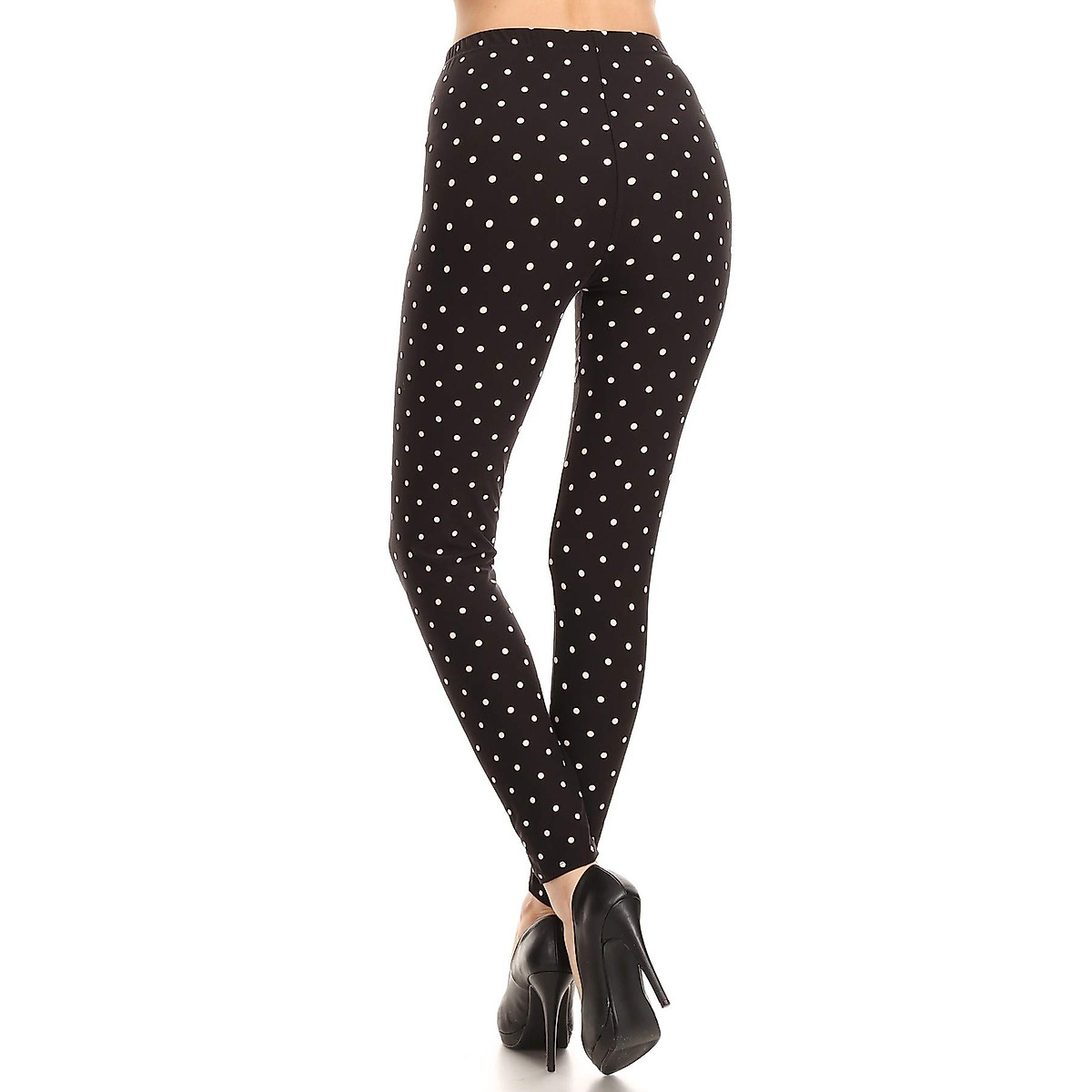 Leggings Depot High Waisted Plaid & Wild Print Leggings for Women-Full Length-R885, Polka Dots, One Size