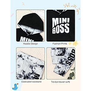 Von kilizo Toddler Boy Clothes 2T-3T Boys Fall/Winter Clothes Fashions Outfits MINI BOSS Hoodie Sweatshirt + Tie Dye Pant 2Pcs Set