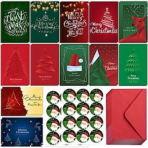 HSHFAMIIY Christmas Cards, Stocking Stuffers for Adults, 24 Pcs Christmas Cards with Envelopes & Stickers,4 x 6 Inch,Blank Holiday Greeting Card Set,Christmas Gift Baskets,Christmas Gift Bags