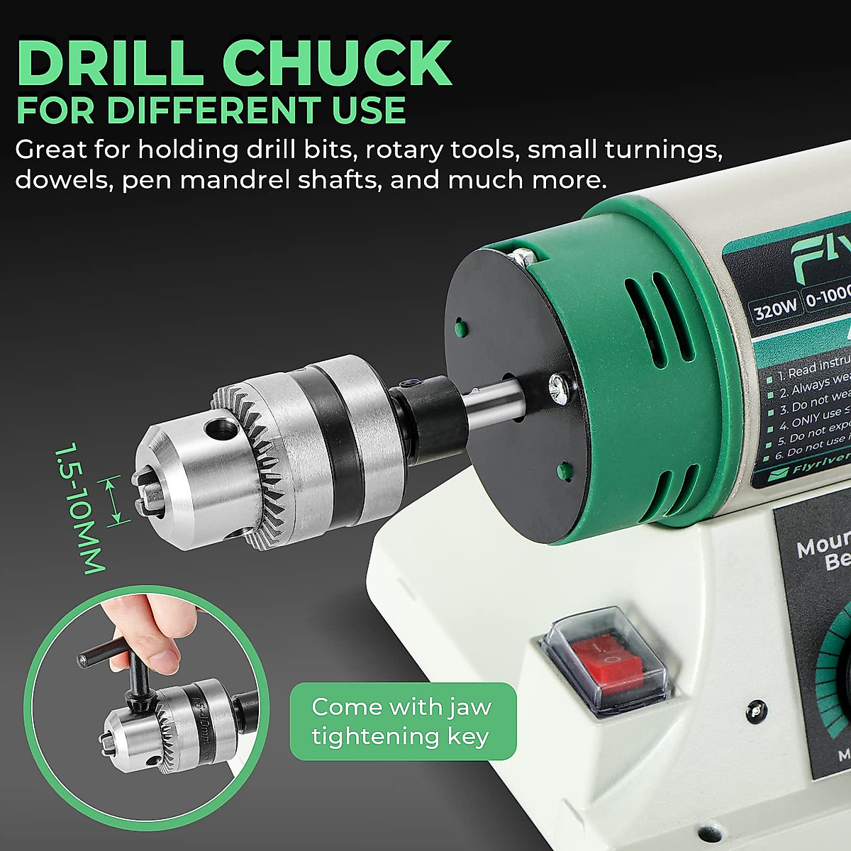 Flyrivergo Bench Buffer Polisher with Accessories Adjustable Variable Speed Multi-Function Bench Lathe Grinder Polishing Machine Tool Kit for Jewelry, Wood, Silver, Amber, Metal, Jade DIY