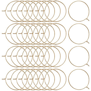 Beebeecraft 1 Box 100Pcs 25mm Wine Glass Charm Rings 18K Gold Plated 316 Stainless Steel Open Round Beading Earring Hoops Findings Supplies for Jewelry Making DIY Craft Kit