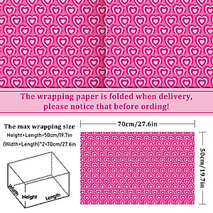Whaline 12 Sheets Pink Girls Princess Wrapping Paper 19.7 x 27.6 Inch Hot Pink Girls Hearts Sweet Style Wrapping Paper Assorted Pink Girl Gift Wrap Paper for Birthday Baby Shower Wedding Party