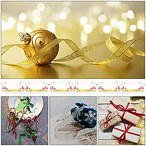 DECYOOL 4 Rolls 100 Yards Christmas Ribbons Metallic Glitter Fabric Holiday Festival Satin Ribbons 10mm Wide for Gift Wrapping Decoration